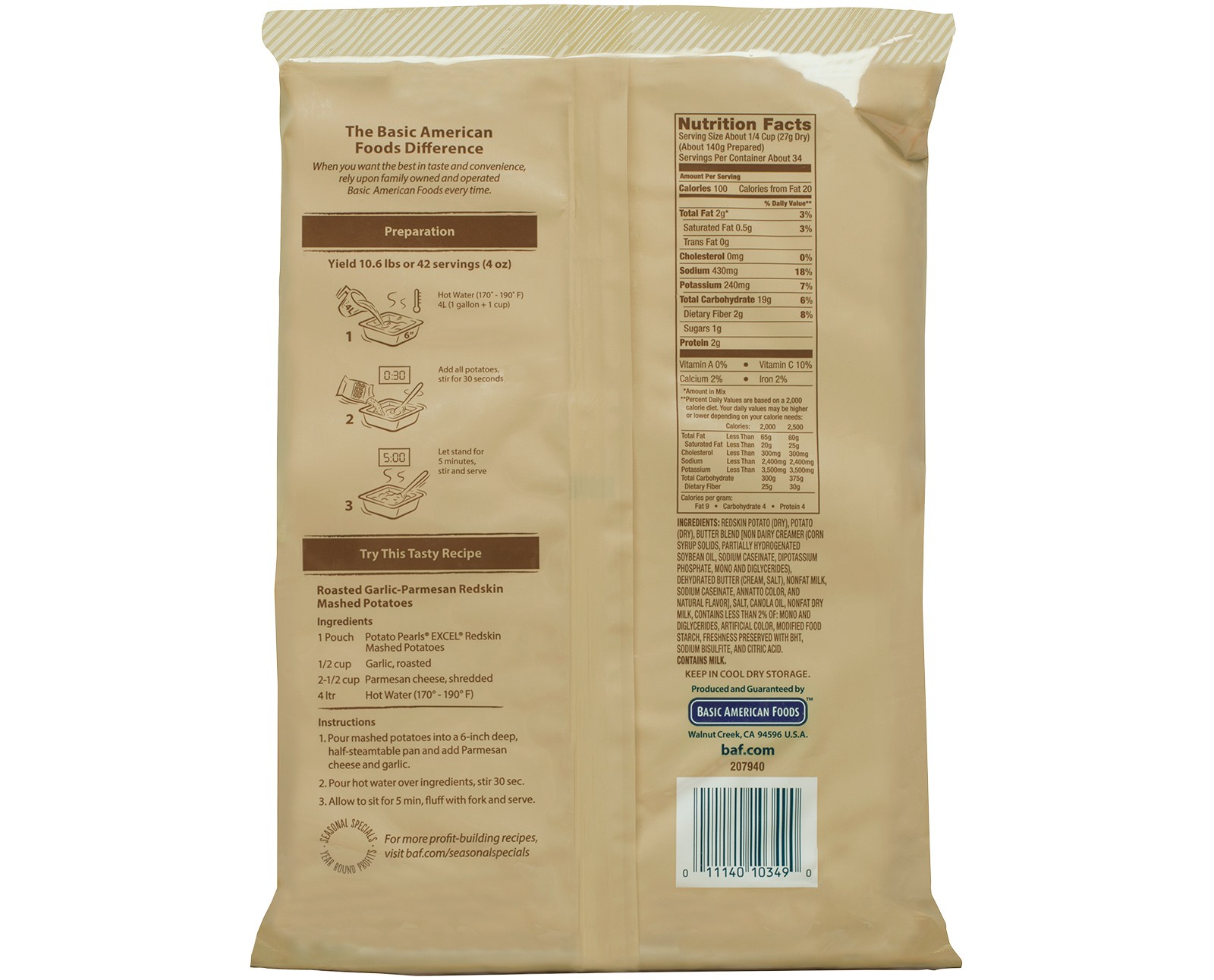 Potato Pearls® EXCEL® Redskin Mashed Potatoes - Basic American Foods ...