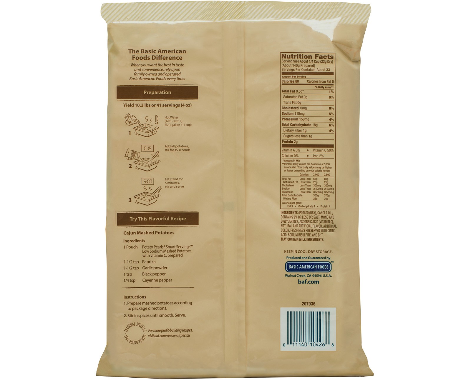 Potato Pearls® Smart Servings™ Mashed Potatoes w/Vit C - Basic American ...