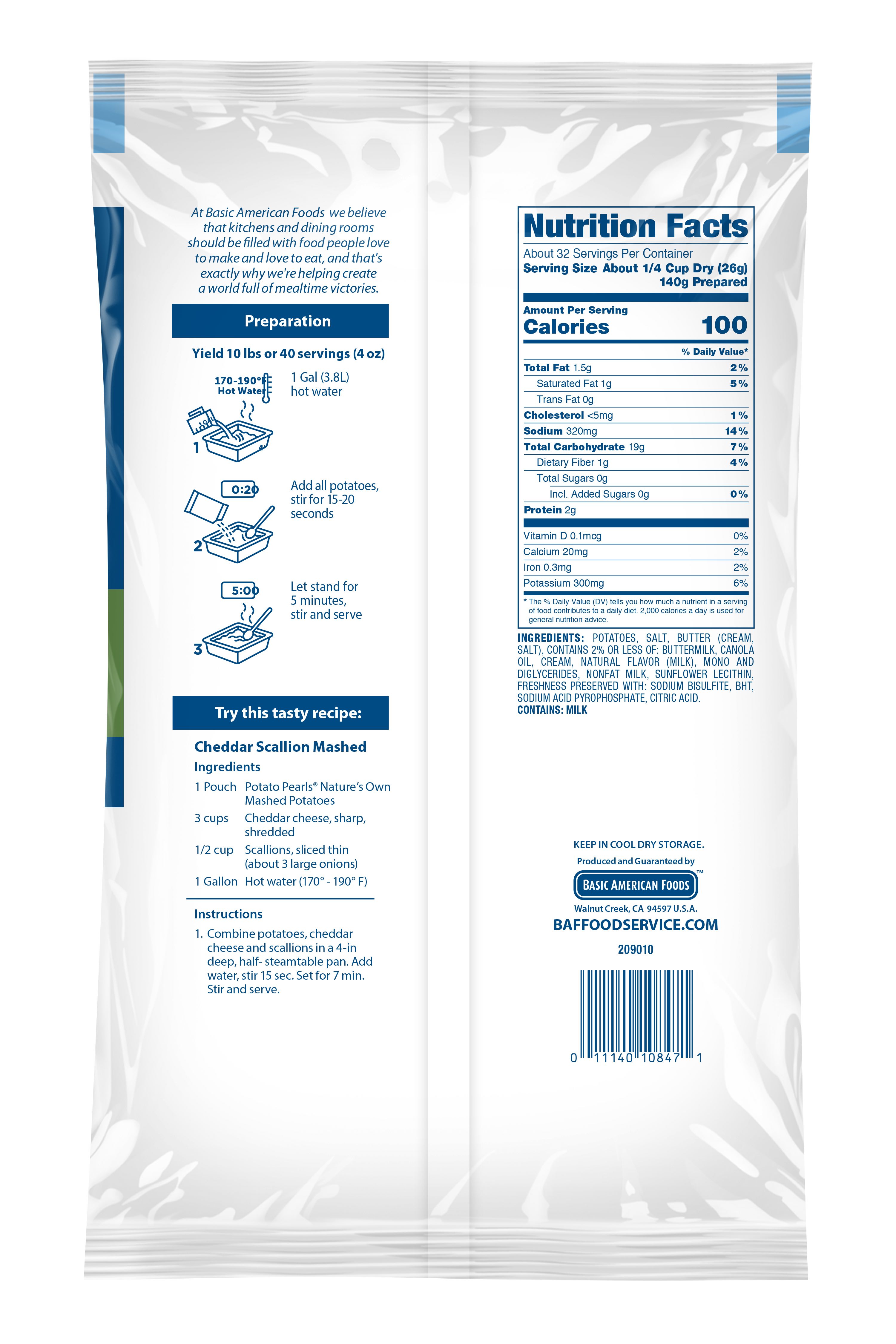 Potato Pearls® Nature's Own Mashed Potatoes - Basic American Foods ...