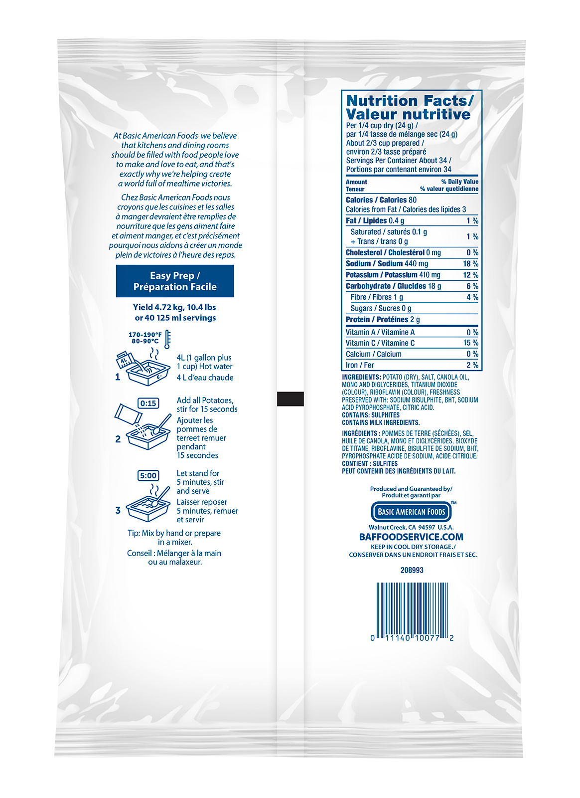 Potato Pearls® EXCEL® Harvest Mashed Potatoes (Canadian) - Basic ...