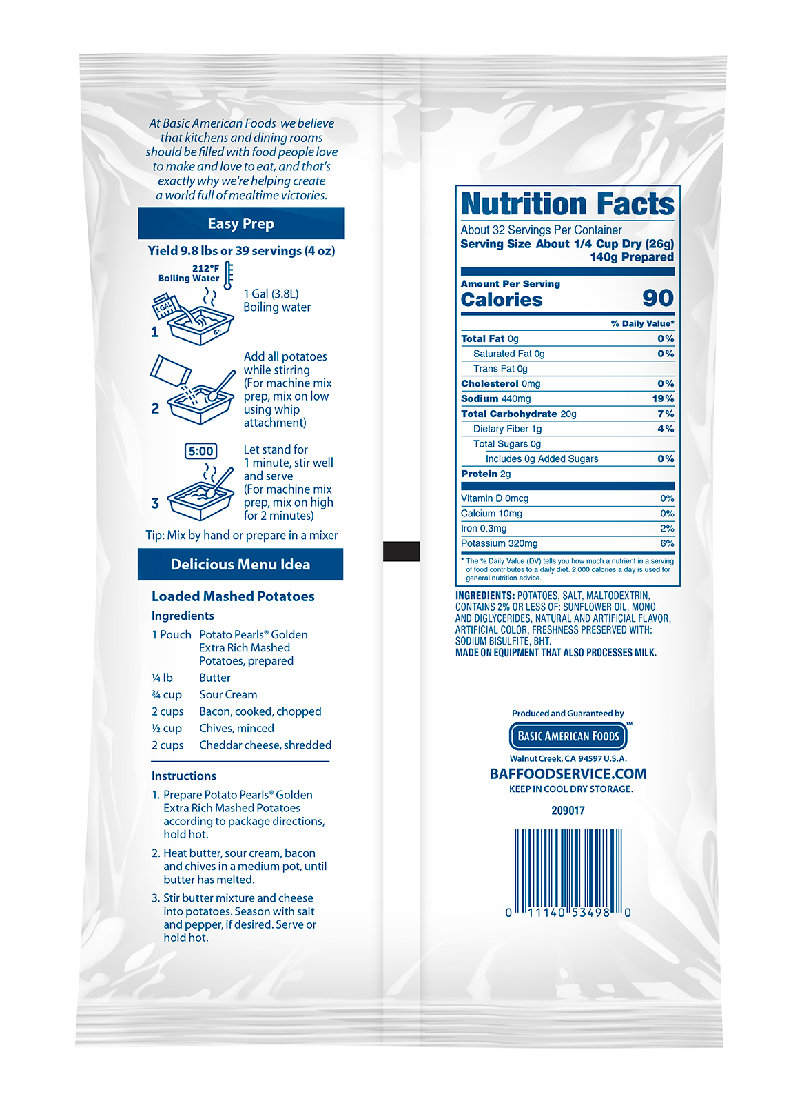 Potato Pearls® Golden Extra Rich Mashed Potatoes - Basic American Foods ...