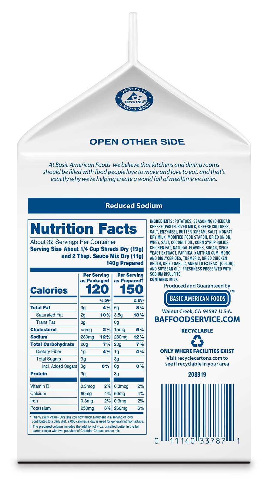 BAF Shredded Potato Cheese Bake - Basic American Foods - Foodservice